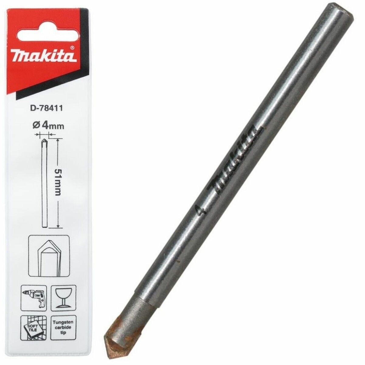 Сверло по стеклу GEN2 4x51 мм Makita D-78411
