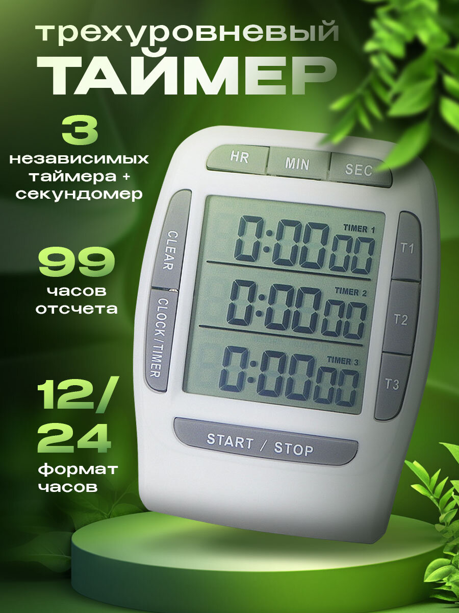 Таймер для кухни, спорта, обучения трехуровневый