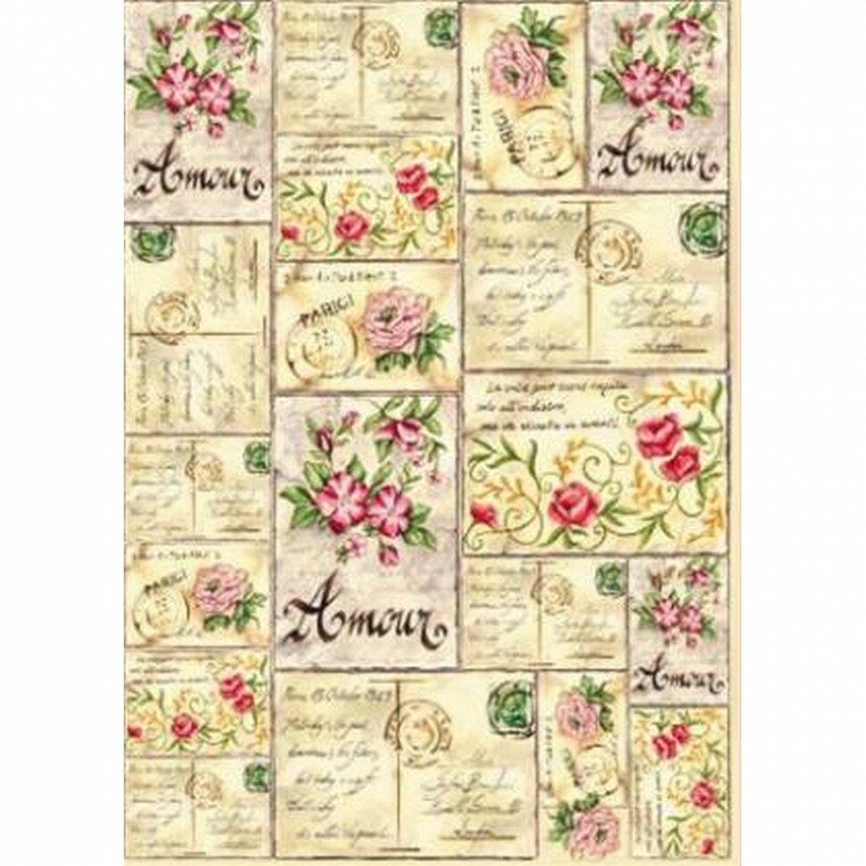 #FLSG/ST04 Фетр с принтом "Любовные письмо" 50 x 70 см Stamperia 1 лист
