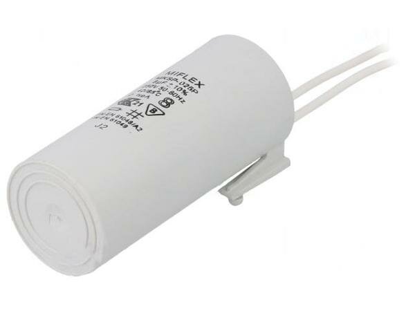 Конденсатор MIFLEX MKSP-025P 8U 250VAC для газоразрядных ламп, 8мкФ, 250ВAC, ±10%, d30х70мм,1шт