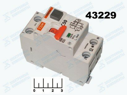 Дифавтомат 50A/30мA 1P+N АВДТ-63 TDM