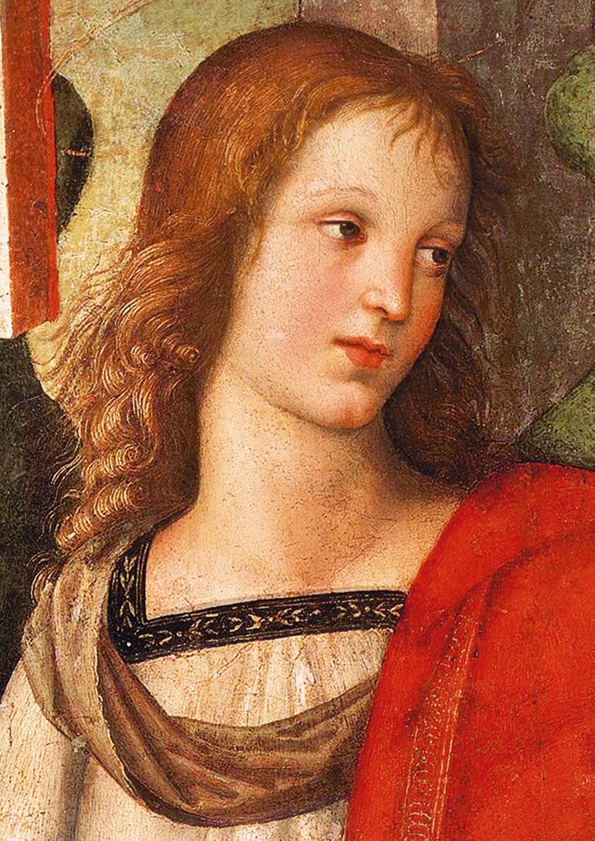 Постер Рафаэль Санти "Ангел. Фрагмент алтаря, пинакотека в Брешиа" формат А3