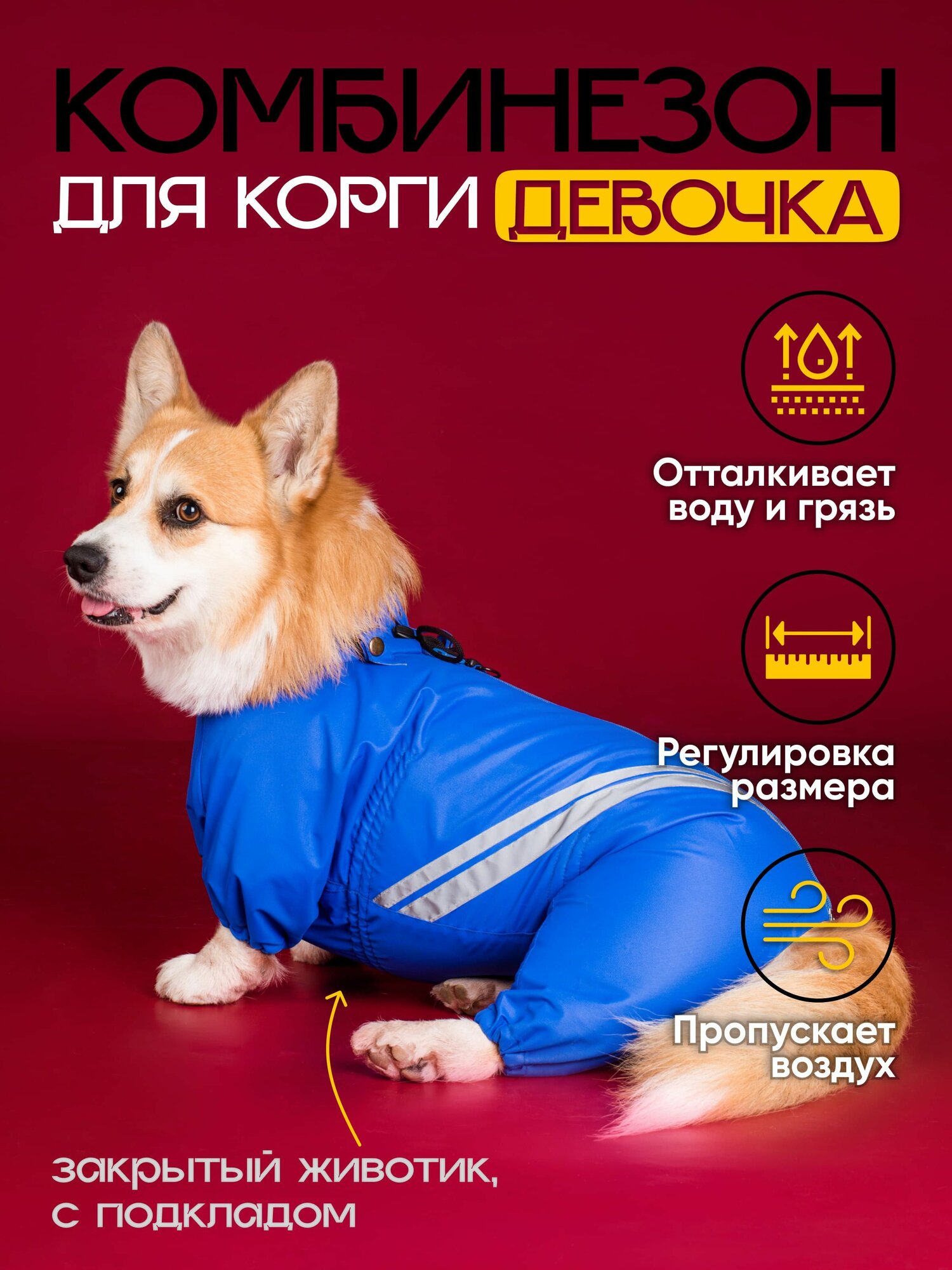 Грязезащитный комбинезон DiploDog для Корги (девочка), Одежда для Корги (девочка)