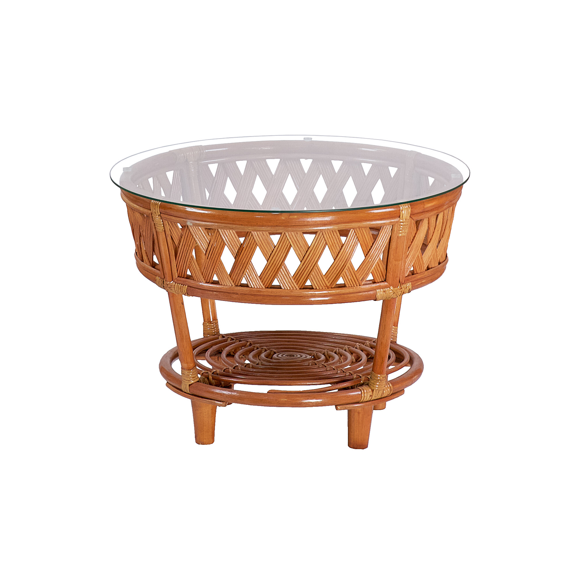 Стол круглый из натурального ротанга Черчиль (Рузвельт) цвет коньяк