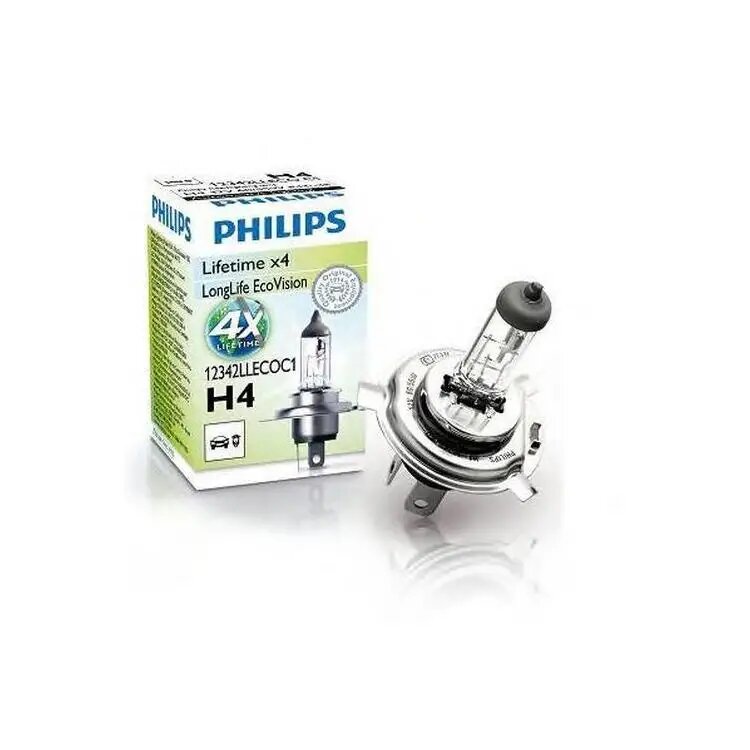 Лампа галогеновая H4 LongLife 12V 60/55W P43t-38 C1 PHILIPS - 12342LLECOC1