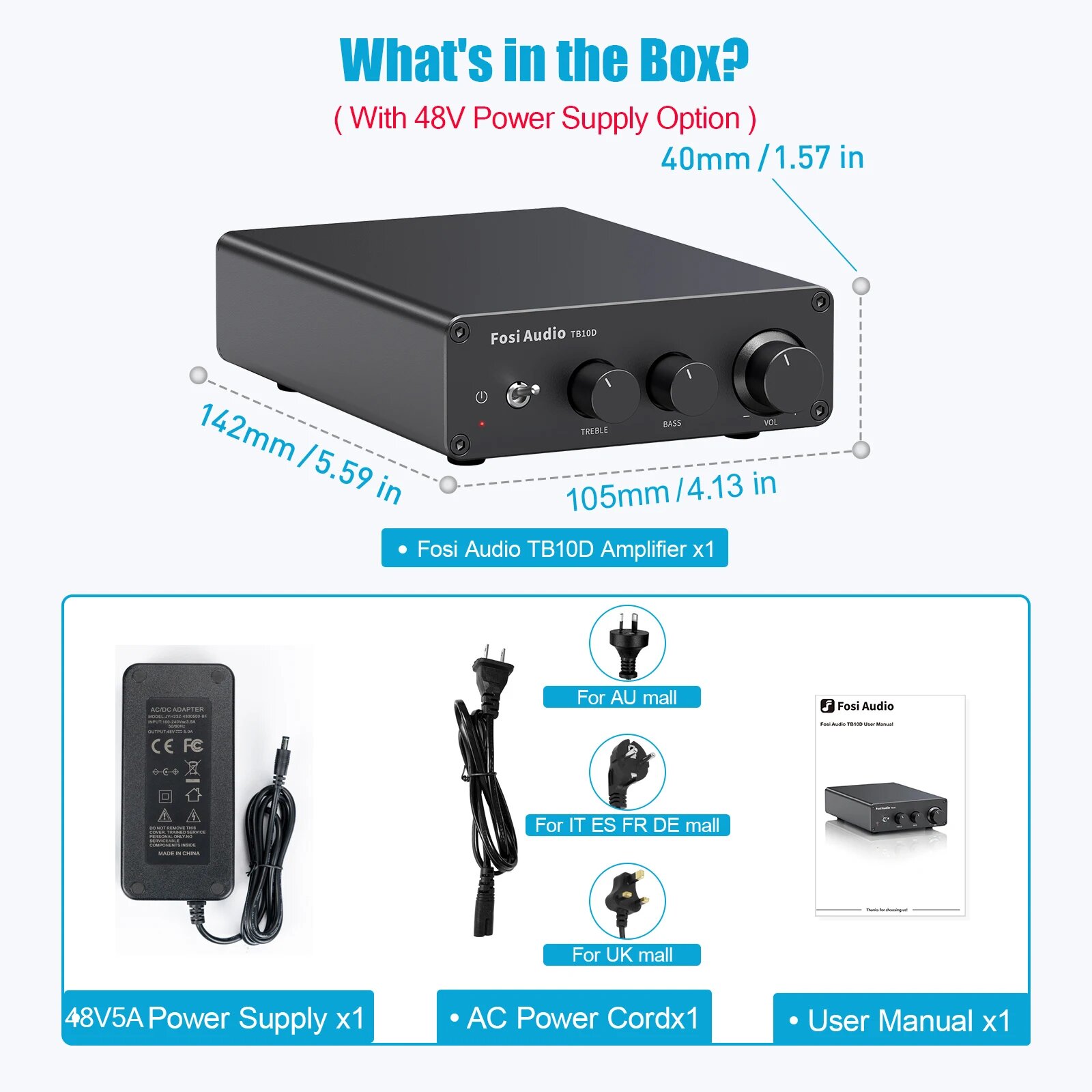 Fosi Audio TB10D усилитель мощности 300Вт with 48v powersupply