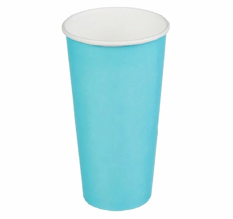 Набор стаканов картонных 500(600)мл d-90мм бирюзовый уп/38шт для холодного