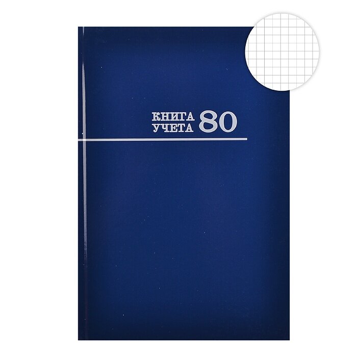 Книга учета Проф-пресс 80 листов, синяя, клетка переплет, блок-офсет, 200х298 мм (80-8668)