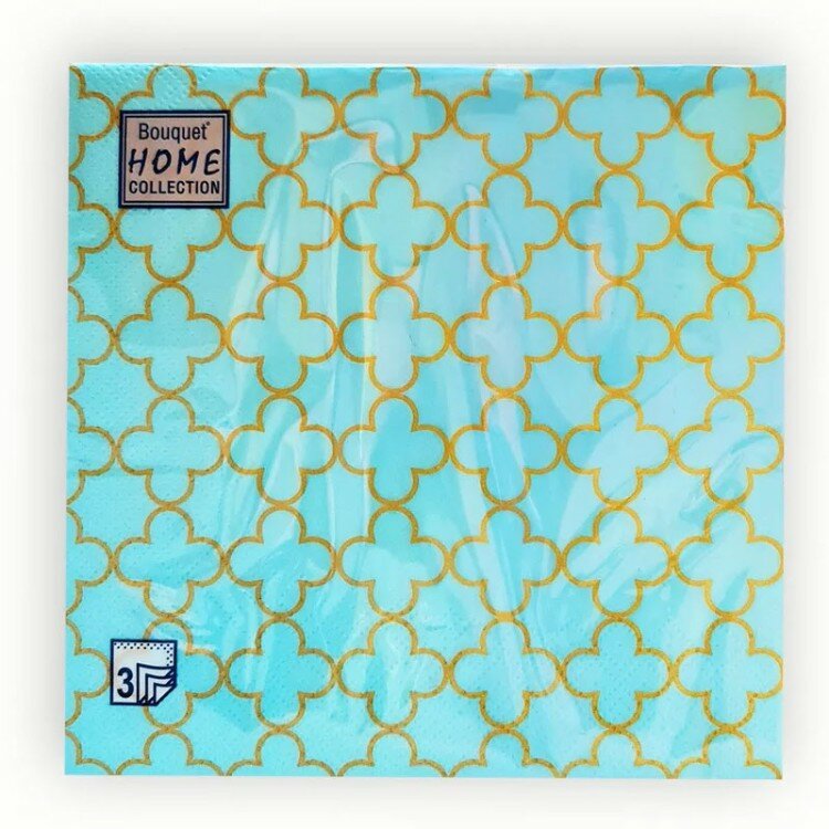 Салфетки бумажные HOME COLLECTION CLASSIC 20шт 3слоя Золотое плетение. Тиффани 33*33 см