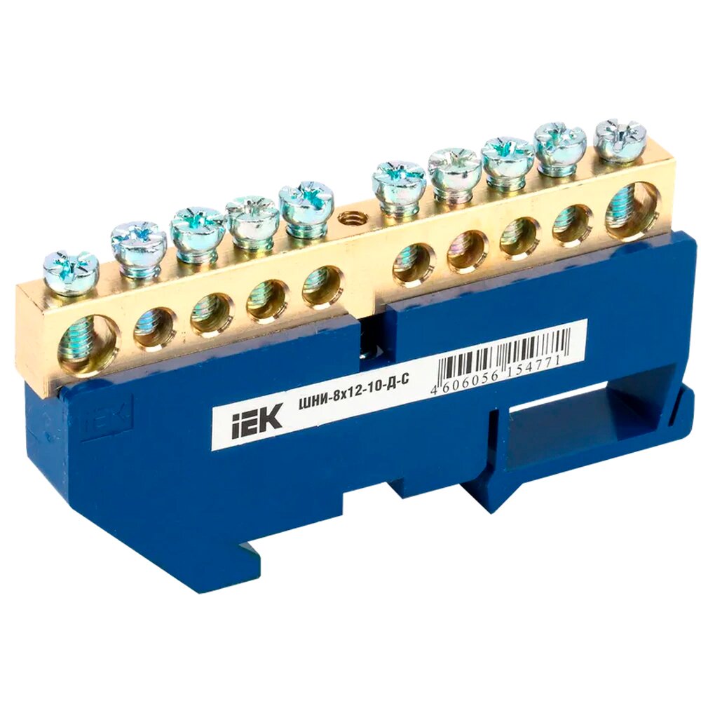 Шина нулевая IEK 8х12 мм 10 групп на DIN-изоляторе