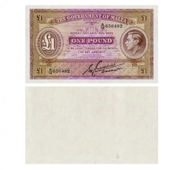 1 фунт 1940 Мальта, сувенирная копия, банкноты и купюры редкие коллекционные