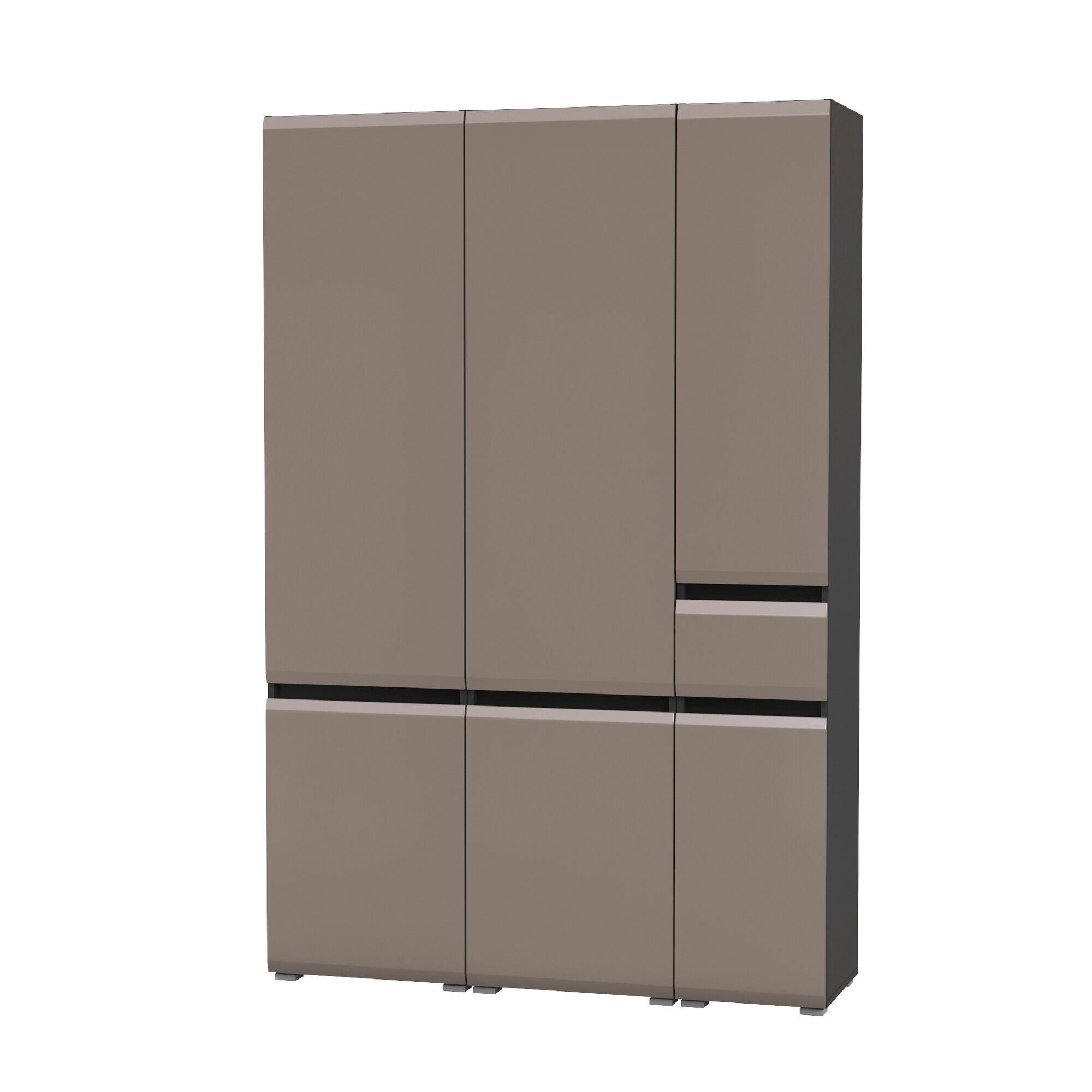 Два шкафа с дверками и шкаф-пенал с ящиком Сидней, цвет антрацит/ МДФ веллюто капучино, 135х41,3х205,2 см.