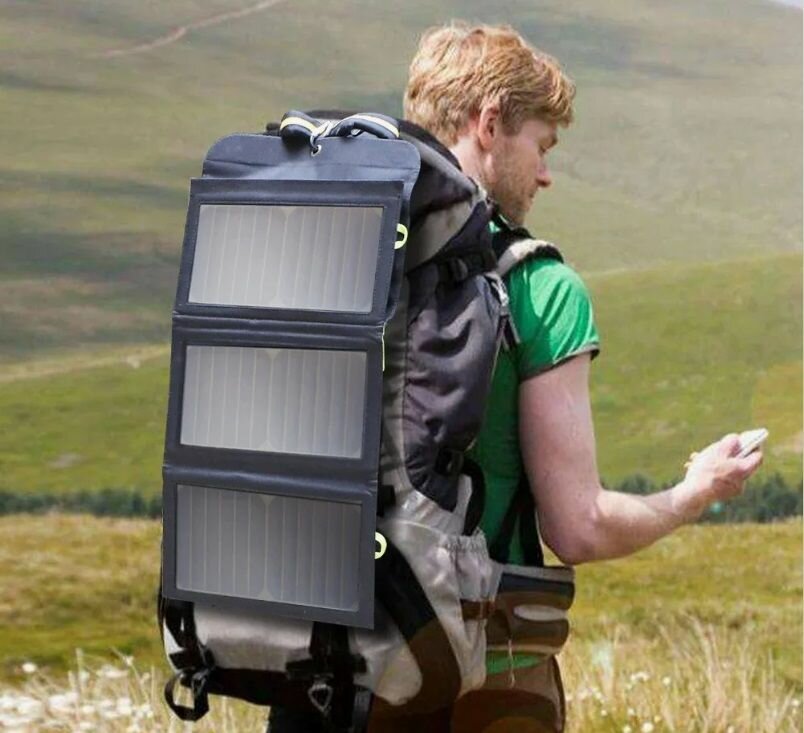 Солнечная Панель складная Туристическая 21Вт 18V/5В 1xUSB (Заряжает ноутбук, смартфон) 64x30см