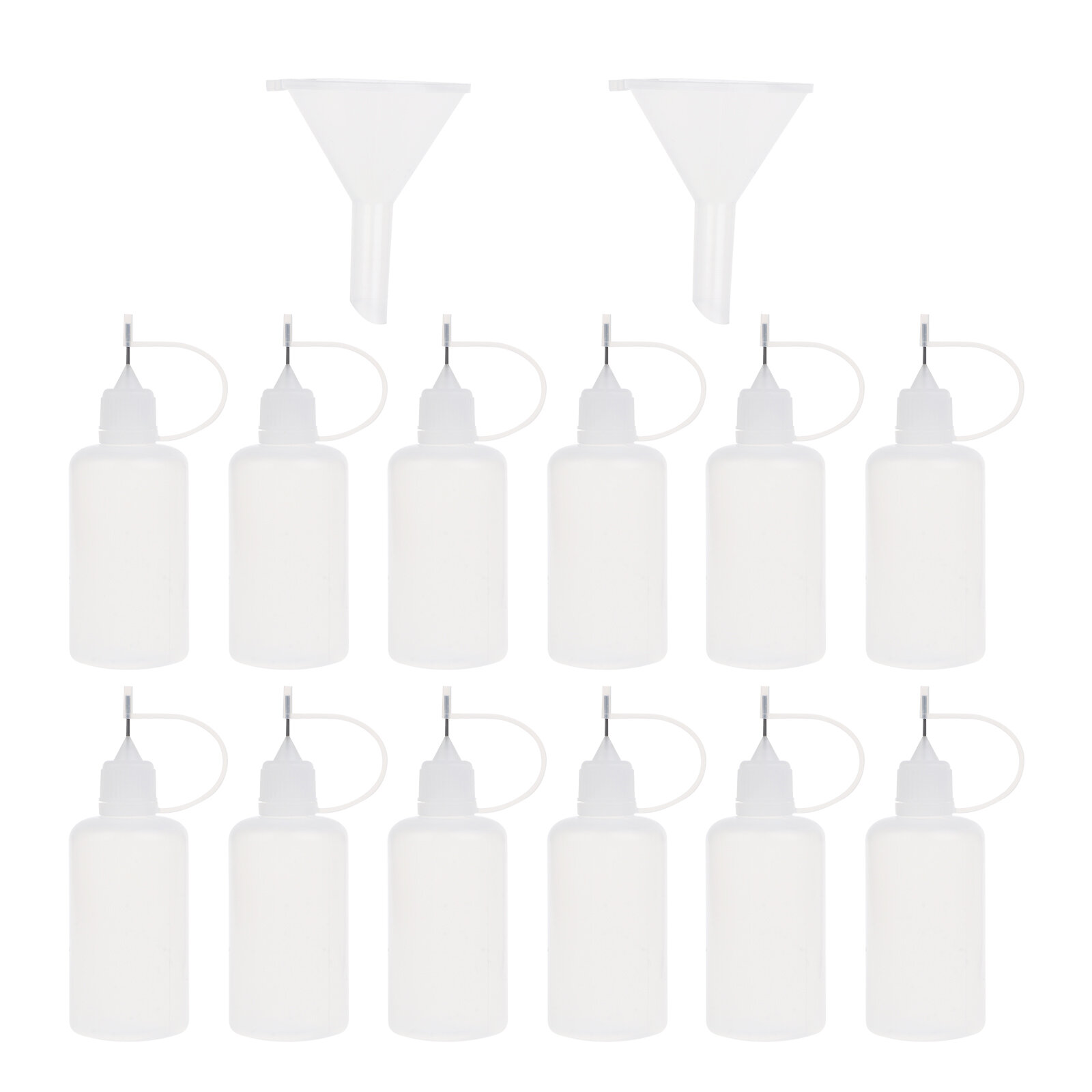 Пластиковая бутылка-капельница с иглой из 12шт и набором двух воронок, 20 мл