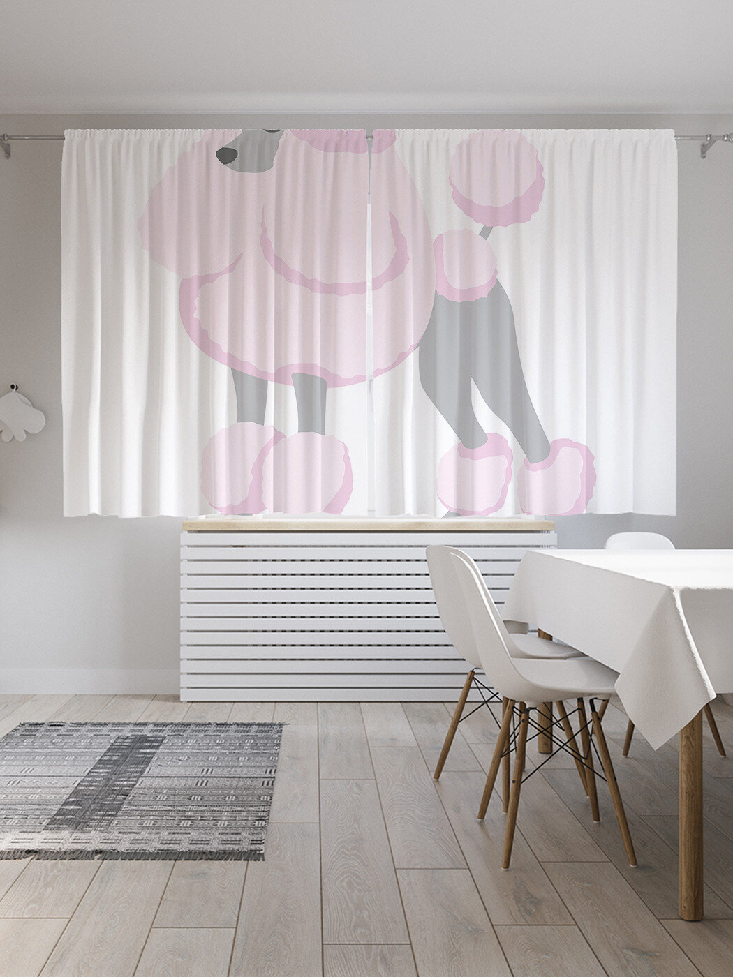 Фотошторы короткие "Милый пудель", 2 полотна шириной по 145 см, высота 180 см, JoyArty