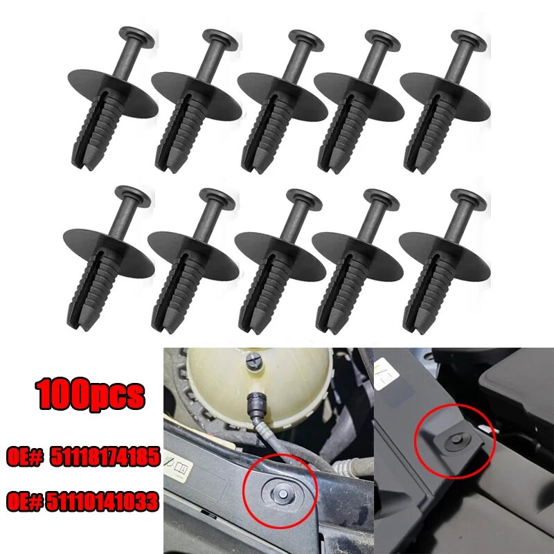 Клипсы пластиковые для бампера BMW E38, E39, E46, E90, 100 мм, 7,5 шт.