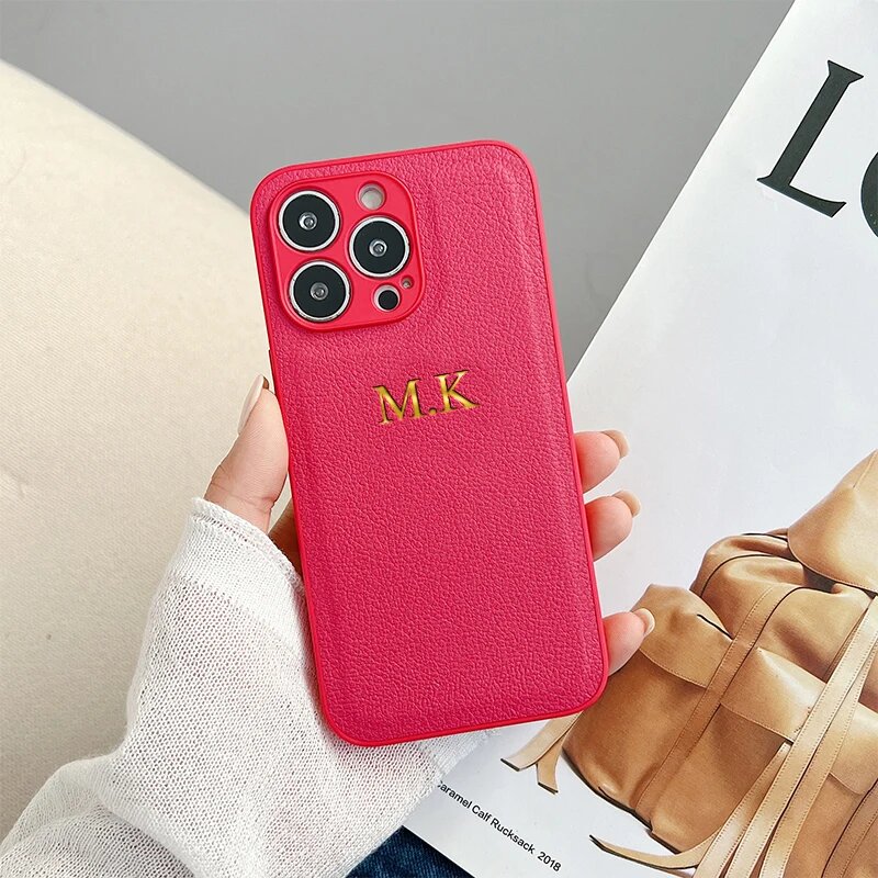 Корейский мягкий чехол из искусственной кожи с именными Красный, with letter red, for iPhone 11