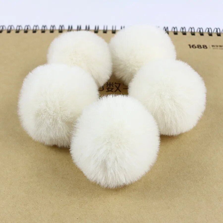 5 шт. пушистые помпоны из искусственного меха 5 см Белый, white