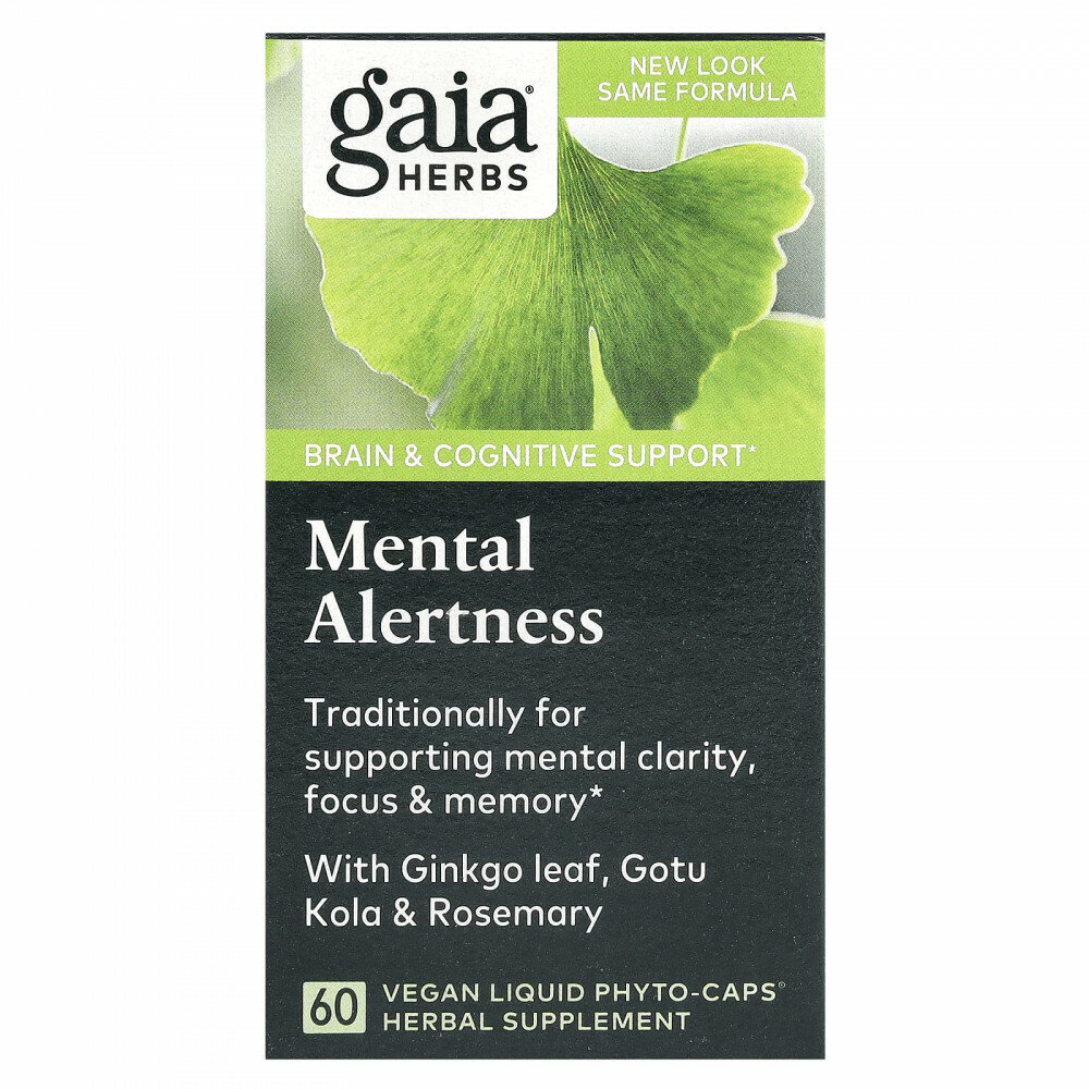 Gaia Herbs, Mental Alertness, 60 жидк. капсул Phyto-Caps® (418 мг в 1 капсуле)