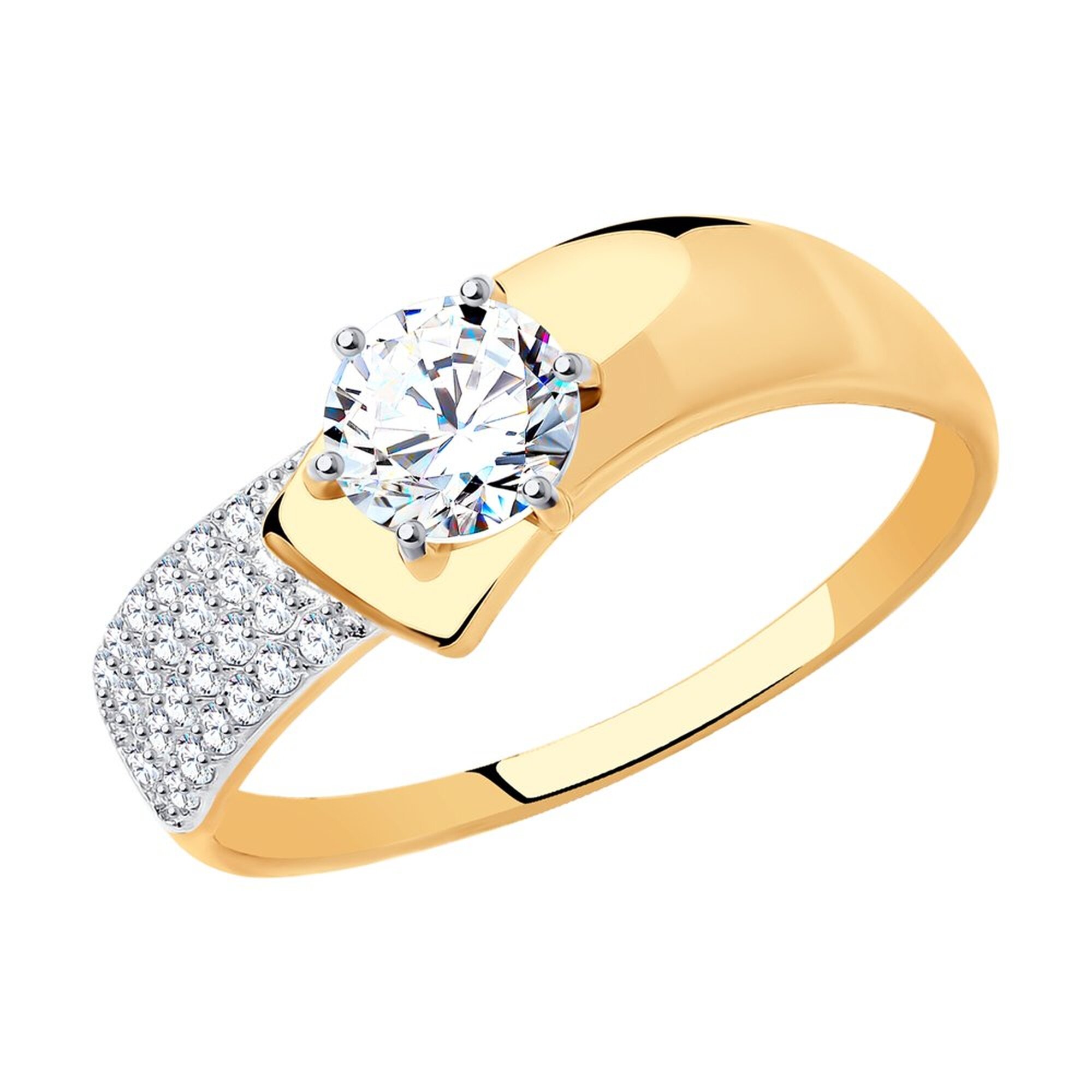 Кольцо, красное золото, 585 проба, фианит