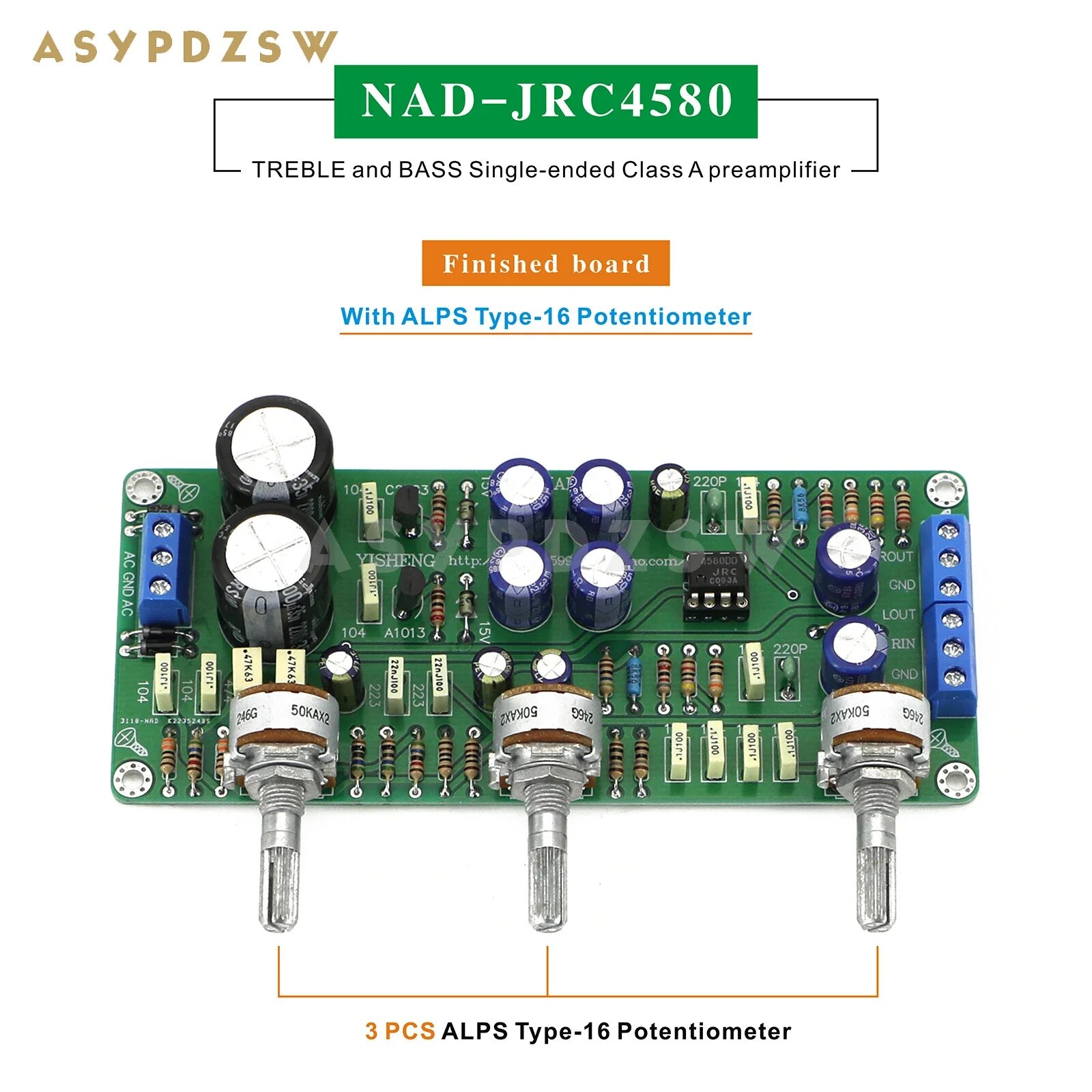 ASYPDZSW Предусилитель NAD-JRC4580 односторонний класс А Finished board
