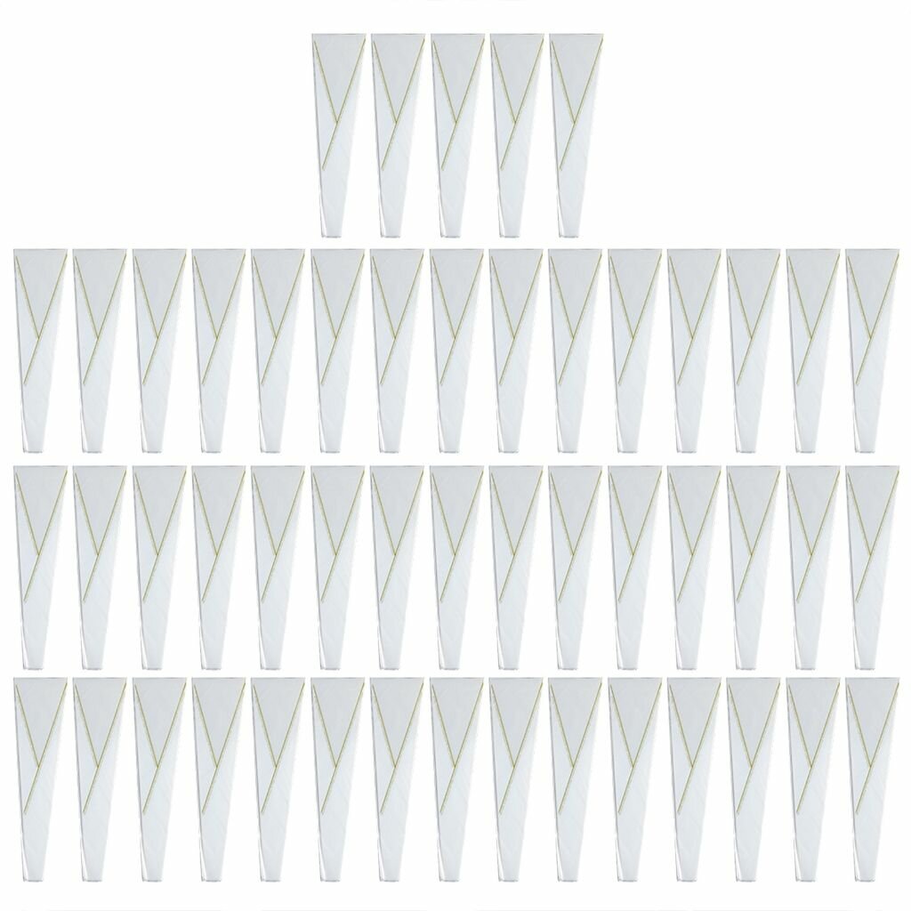 (50 шт) Пакет для упаковки цветов и роз "Золотой треугольник"-Белый