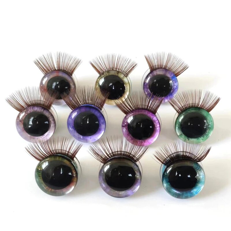 20 шт. 3D блестящие глаза для плюшевых игрушек с ресницами Фиолетовый, mixed color, 12mm