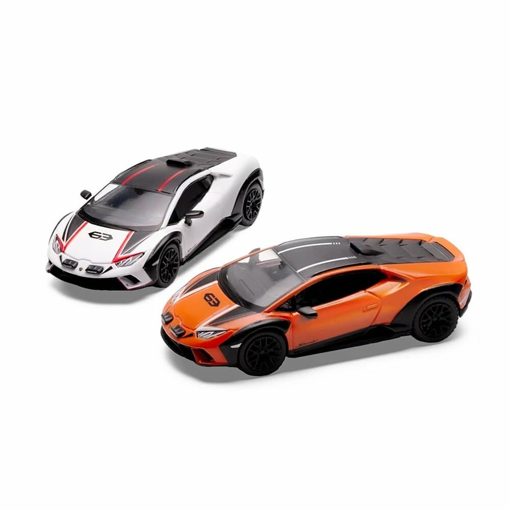 Машинка Sparky 1/64 Lamborghini Huracan Sterrato Combo Set White And Orange Diecast Scale Model Car