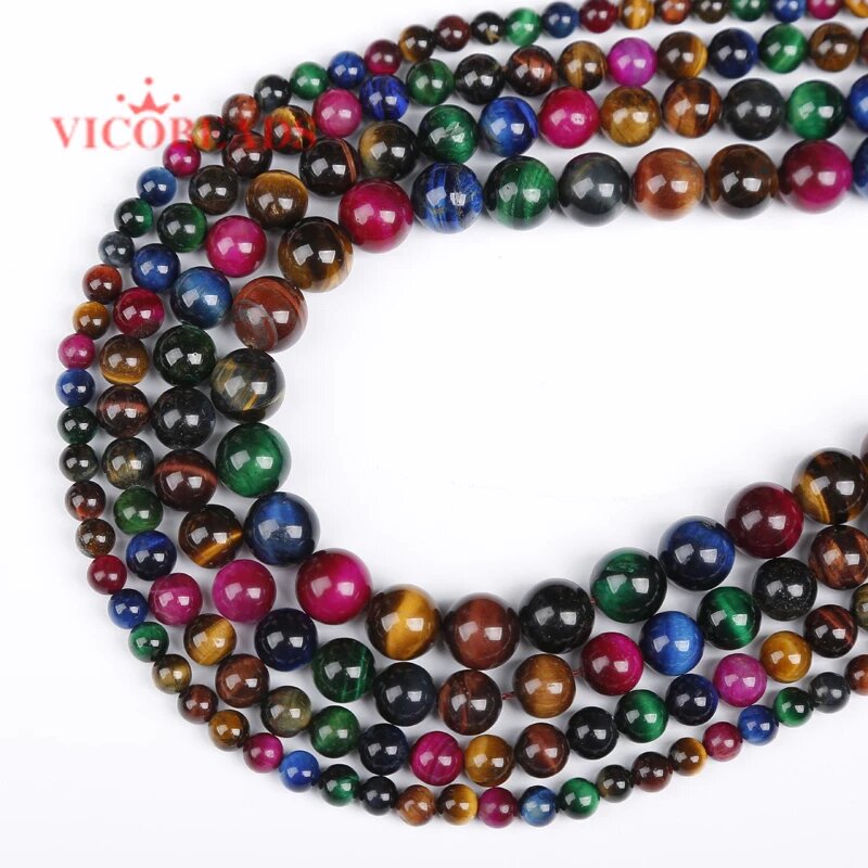 Бусины Тигровый глаз Verkadebeads 4-14 мм 6mm about 61 pcs, Mixed tiger eye