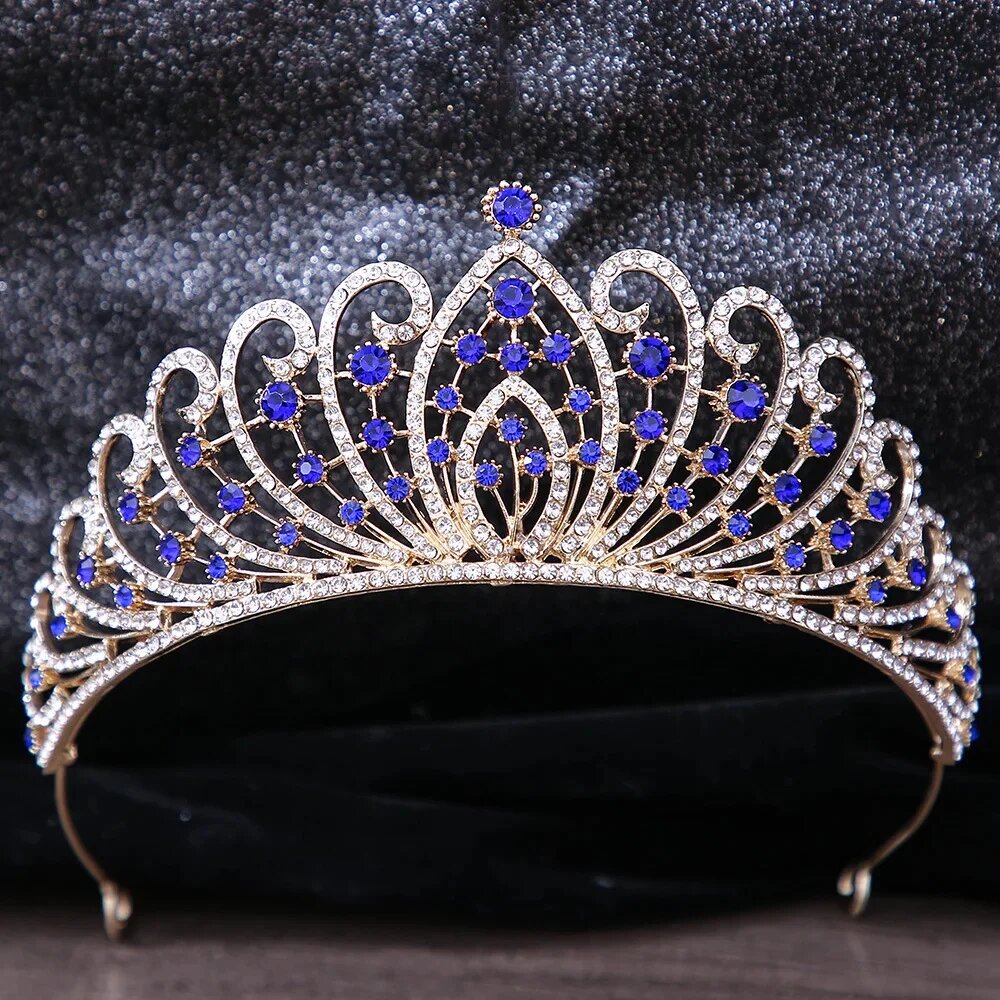 DIEZI винтажная корона принцессы с кристаллами gold blue