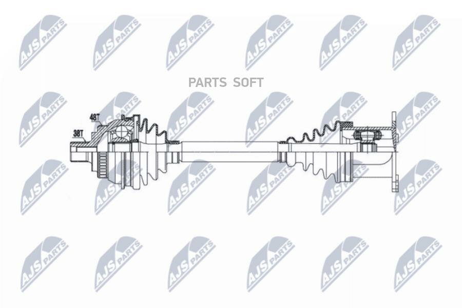 NTY NPW-VW-036 полуось VW SHARAN 1.8T, 1.9TDI, 2.0, 2.8VR6 00-, SEAT ALHAMBRA 1.8T, 1.9TDI/2.0, 2.0, 2.8VR6 00, FOR