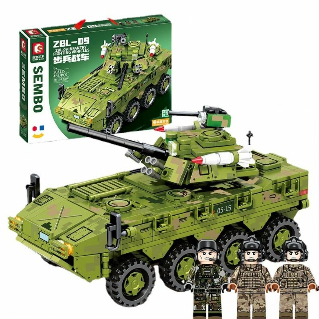 Конструктор 203115 Sembo Block Боевые машины пехоты ZBL-09, 455 деталей; 3 минифигурки