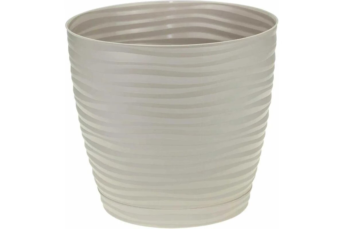 IDEA Дюна кашпо D220 мм, 5.5 л, с поддоном М 3070 цвет кремовый, из пластика