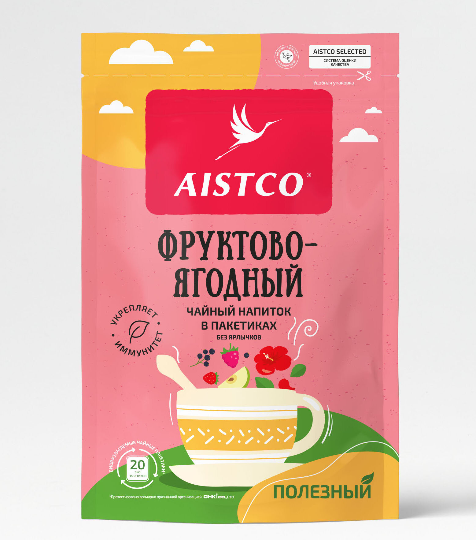 Чайный напиток "Фруктово-ягодный" в биоразлагаемых пакетиках, AISTCO (аистко), 36 г.