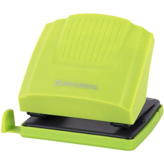 Дырокол Brauberg "SUPER", до 30 листов, зелено-черный, 272746