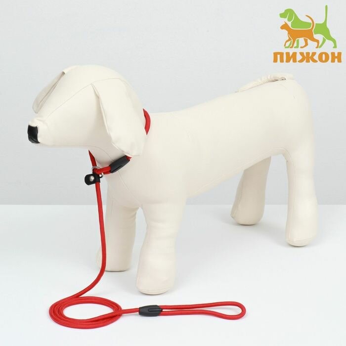 Ринговка для собак Пижон Вращающийся встроенный вертлюг, 130х0,6 см, красная