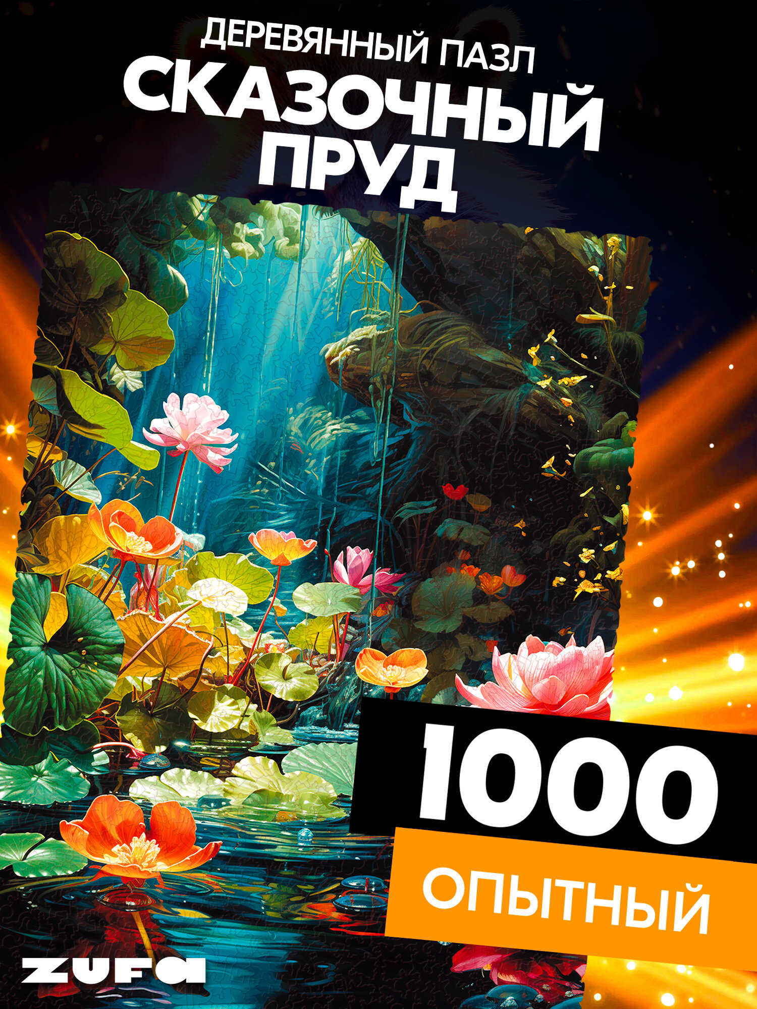 Деревянный пазл Сказочный пруд 1000 деталей, средний уровень сложности