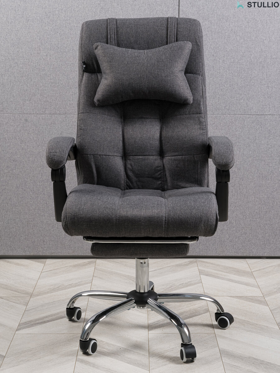 Компьютерное кресло для дома и офиса, с подставкой для ног, из ткани, цвет серый