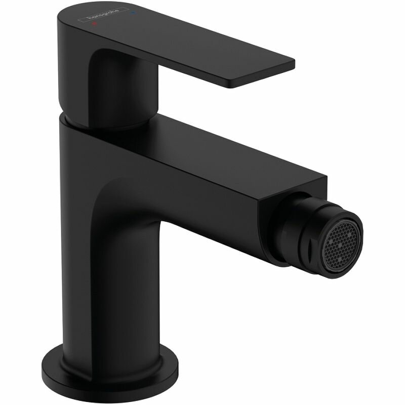 Смеситель для биде Hansgrohe Rebris E со сливным гарнитуром, керамический картридж, черный матовый (72211670)