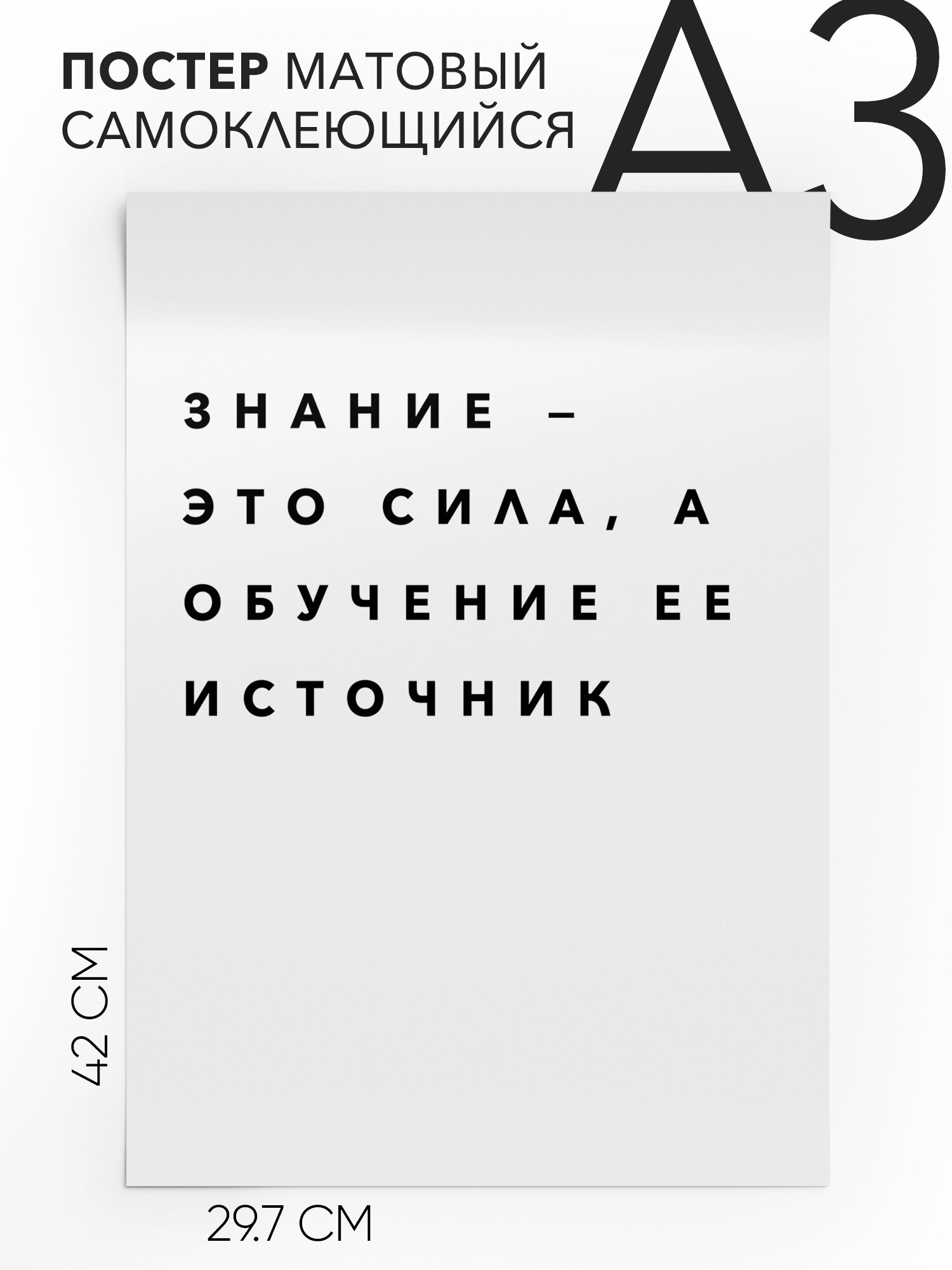 Плакат, постер на стену - про образование Знание - это сила, а обучение ее источник, Самоклеящийся, 30х40, А3