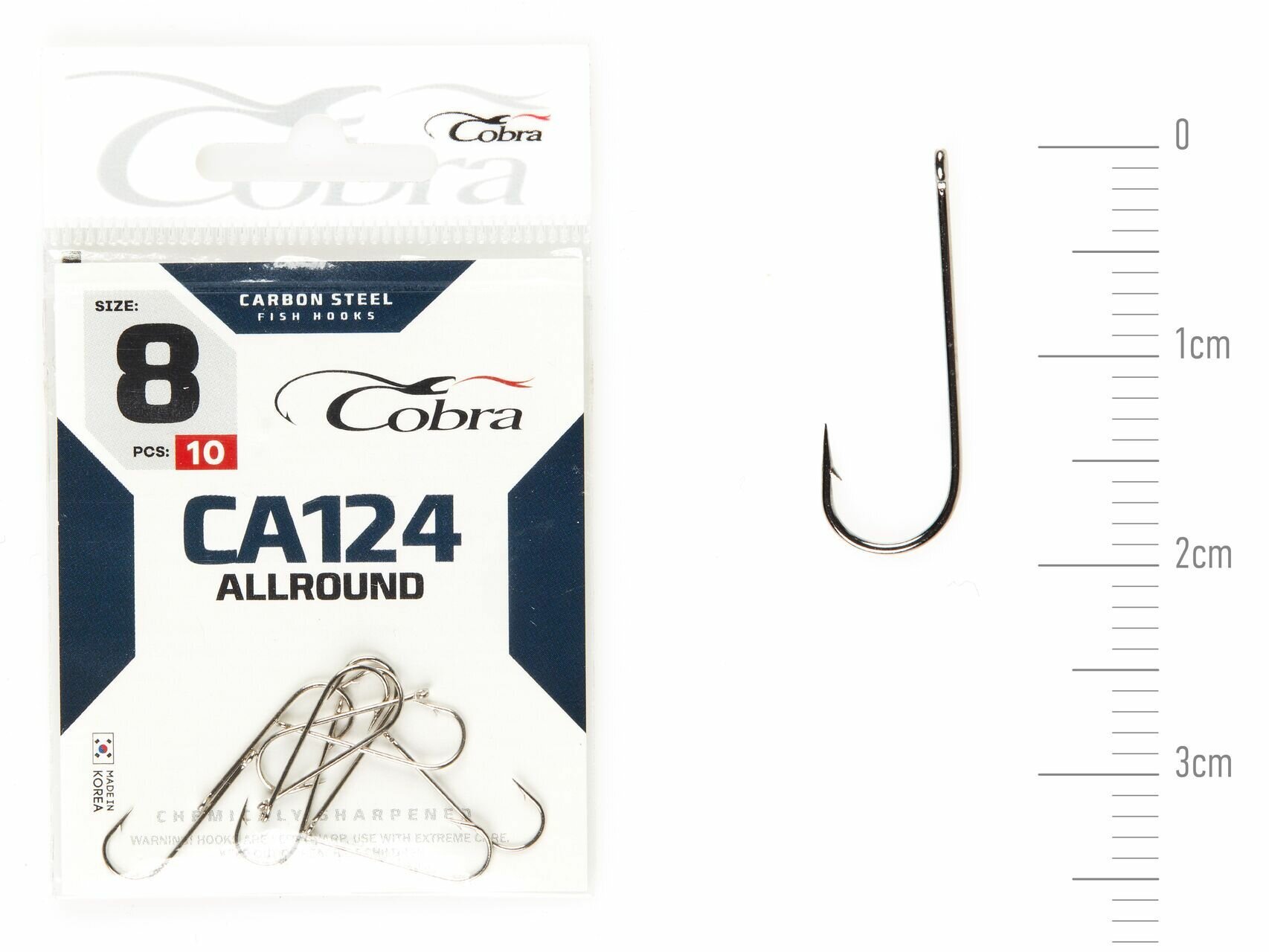 Крючки рыболовные Cobra Allround ROUND CA124, размер 8, 10шт в упаковке / Крючки для рыбалки Кобра Оллраунд раунд