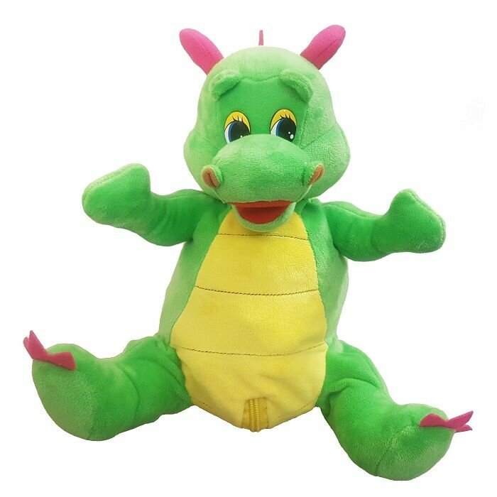 Мягкая игрушка-конфетница для подарков и конфет 1200 г "Дракон Crazy зеленый"