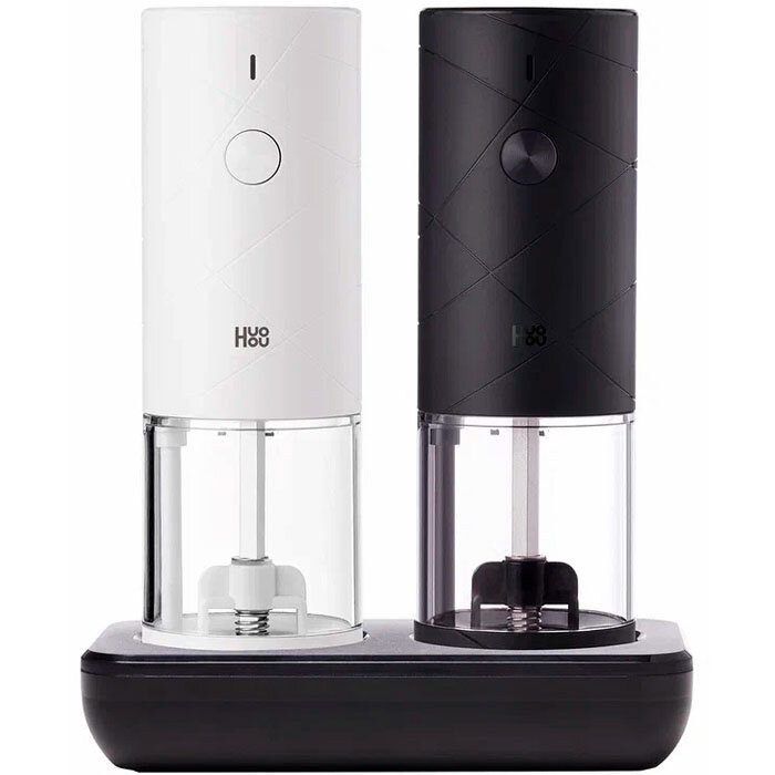 Набор мельниц электрических HUOHOU HU0275 RUS Electric Grinder, подставка, встроенный аккумулятор, черная и белая