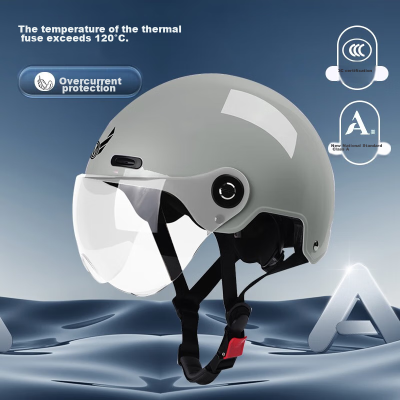 MYARMOR Helmet, Electric Vehicle New National Standard 3C Certified Motorcycle Summer Half Helmet, Lightweight Breathable Electric Scooter Safety Helmet, One Size Fits All (Head Circumference 54-61cm), Modern Gray