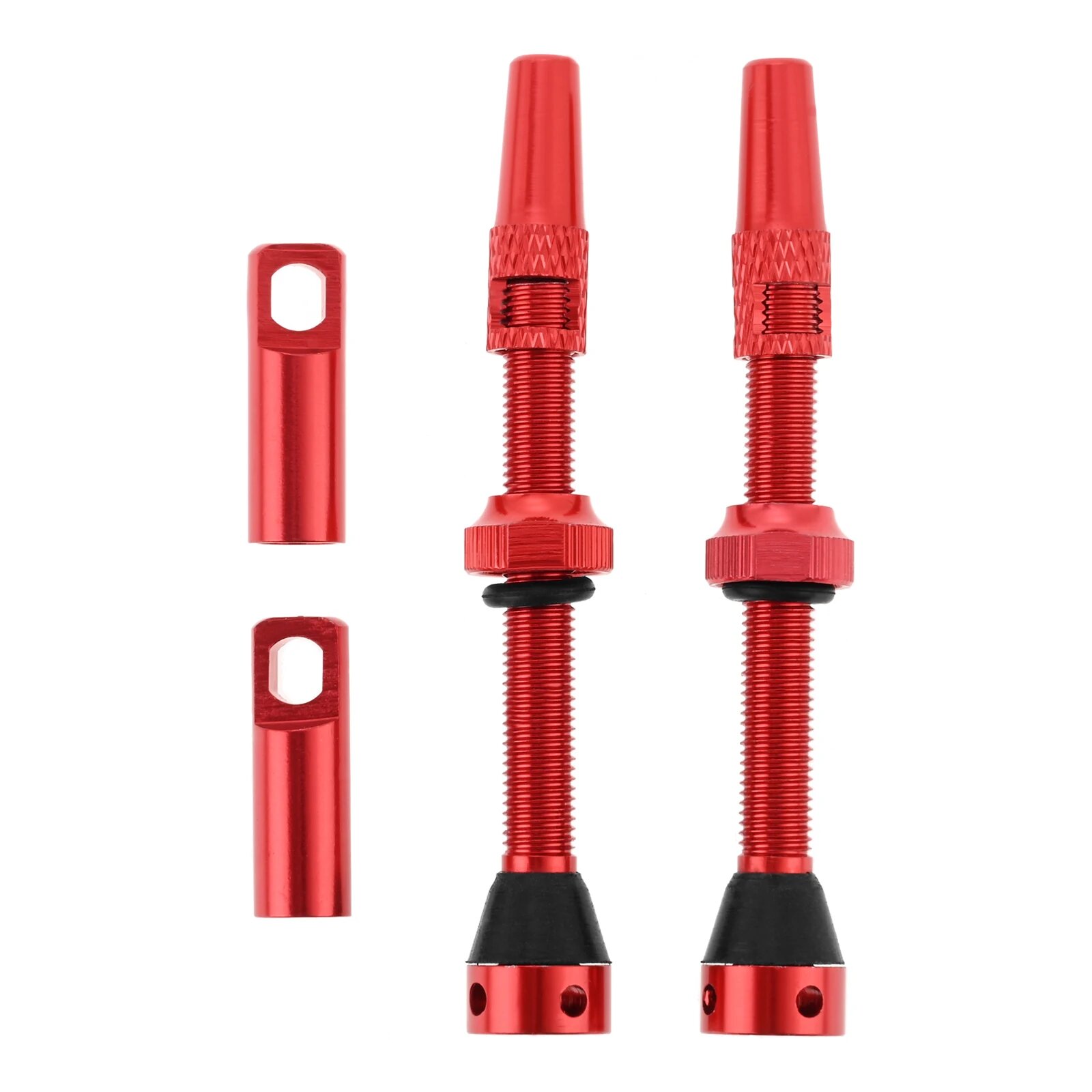 Пара алюминиевых бескамерных клапанов Presta 44/60 мм с инструментом для снятия Красный, 60mm red