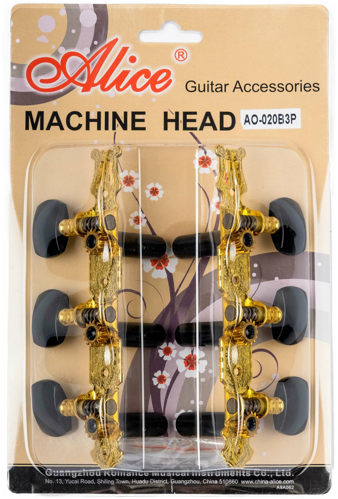 AO-020B3P Комплект колковой механики на планке, позолоченный, Alice