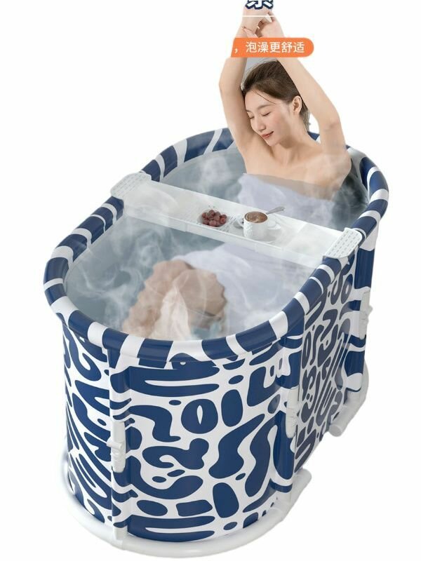 Складная мобильная ванна 95 см Синий, подходит для взрослых и детей
