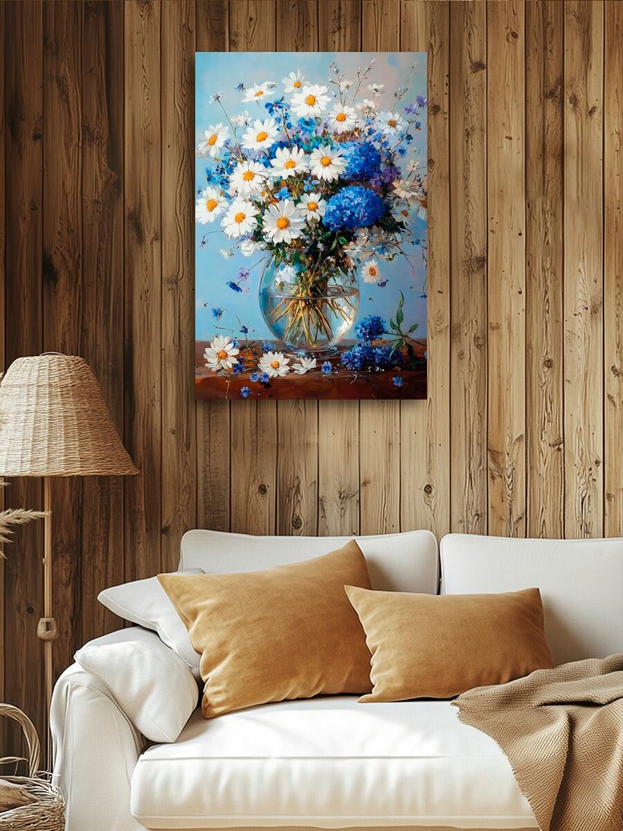Картина на холсте LOFTime 40Х60 Ромашки в стеклянной вазе КС-1350-4060