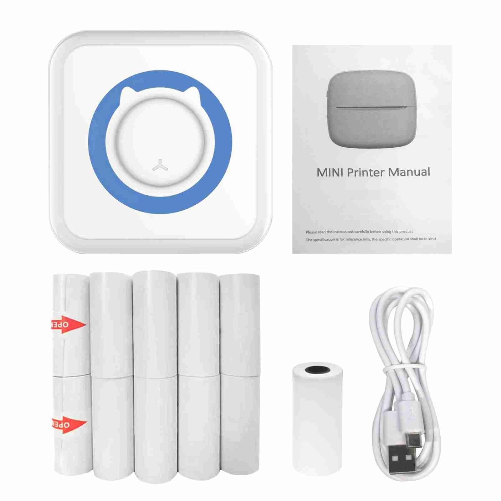 Мини-принтер с 6 рулонами + 5 самоклеек + 3 цветных рулона 57 мм