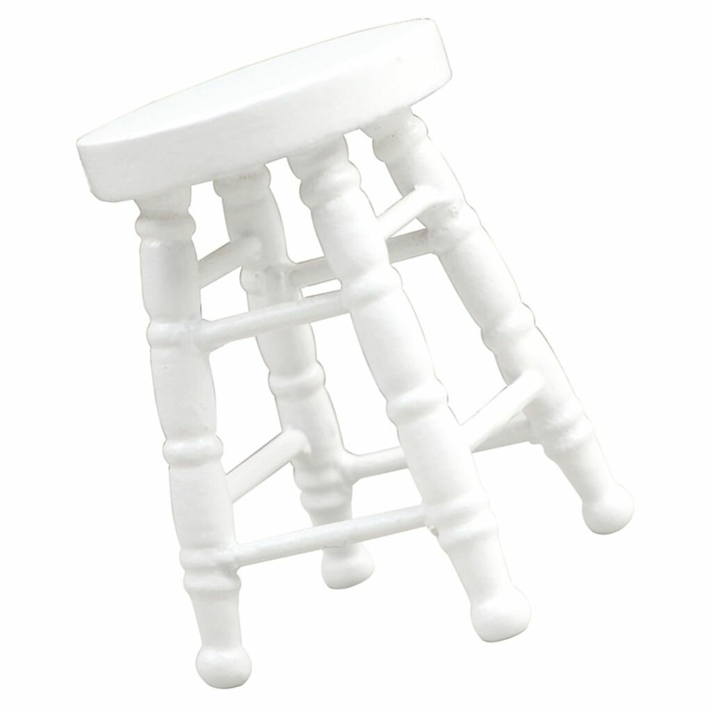 Барная стойка, шкаф, обеденный стол и табуреты для кукольного домика в масштабе 1:12 белые